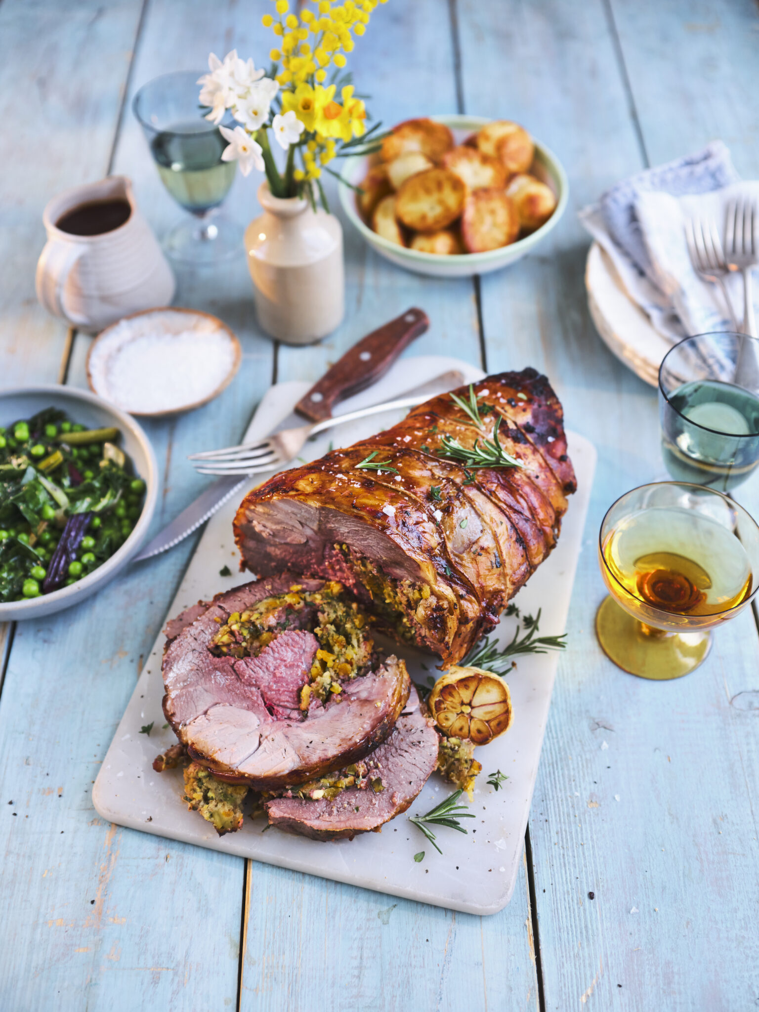 Stuffed Leg of Lamb, with Apricots, Pistachios and Parsley - Maldon Salt